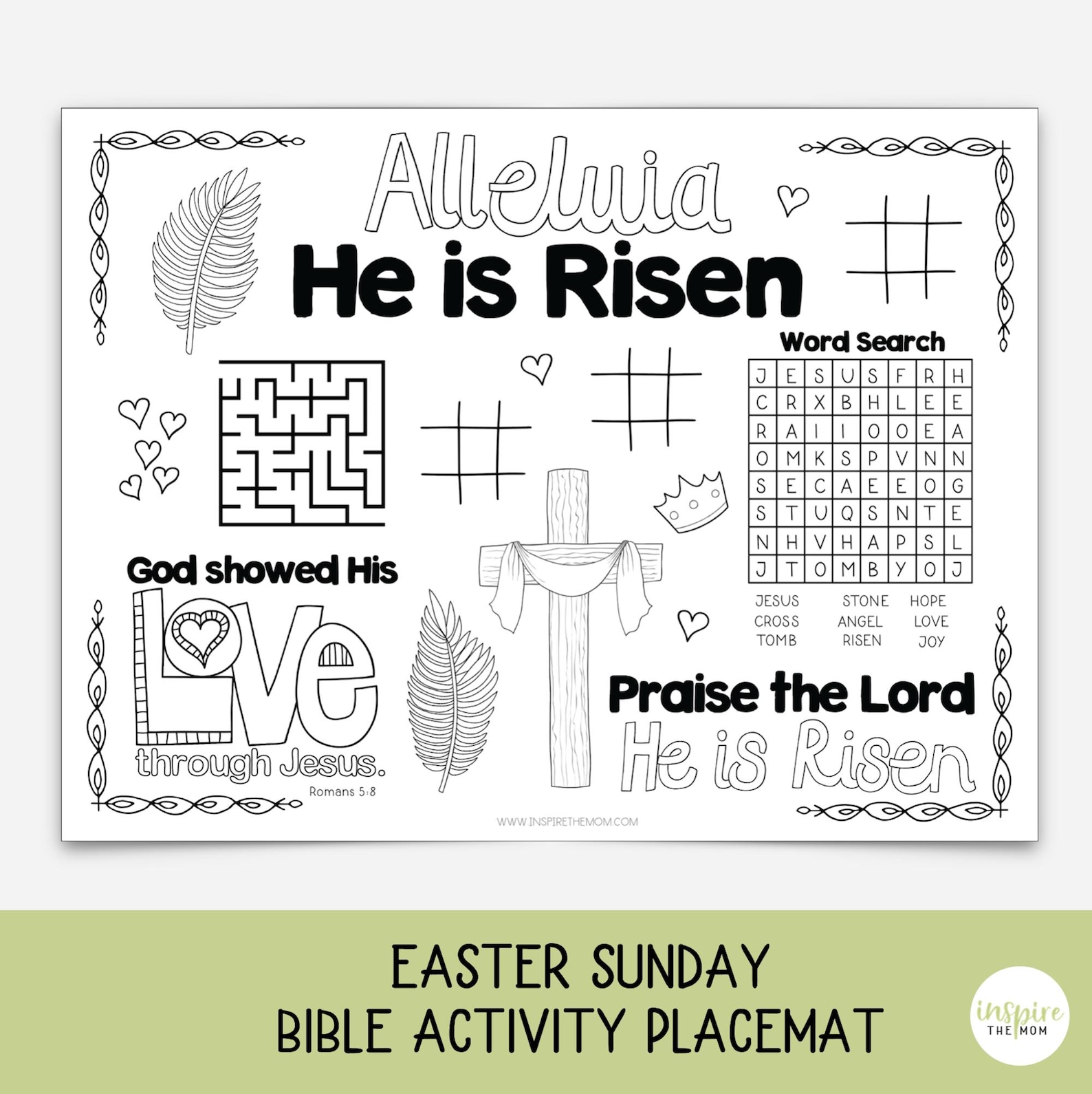 Easter Sunday Bible Activity Placemat for Kids | Sunday School Craft ...