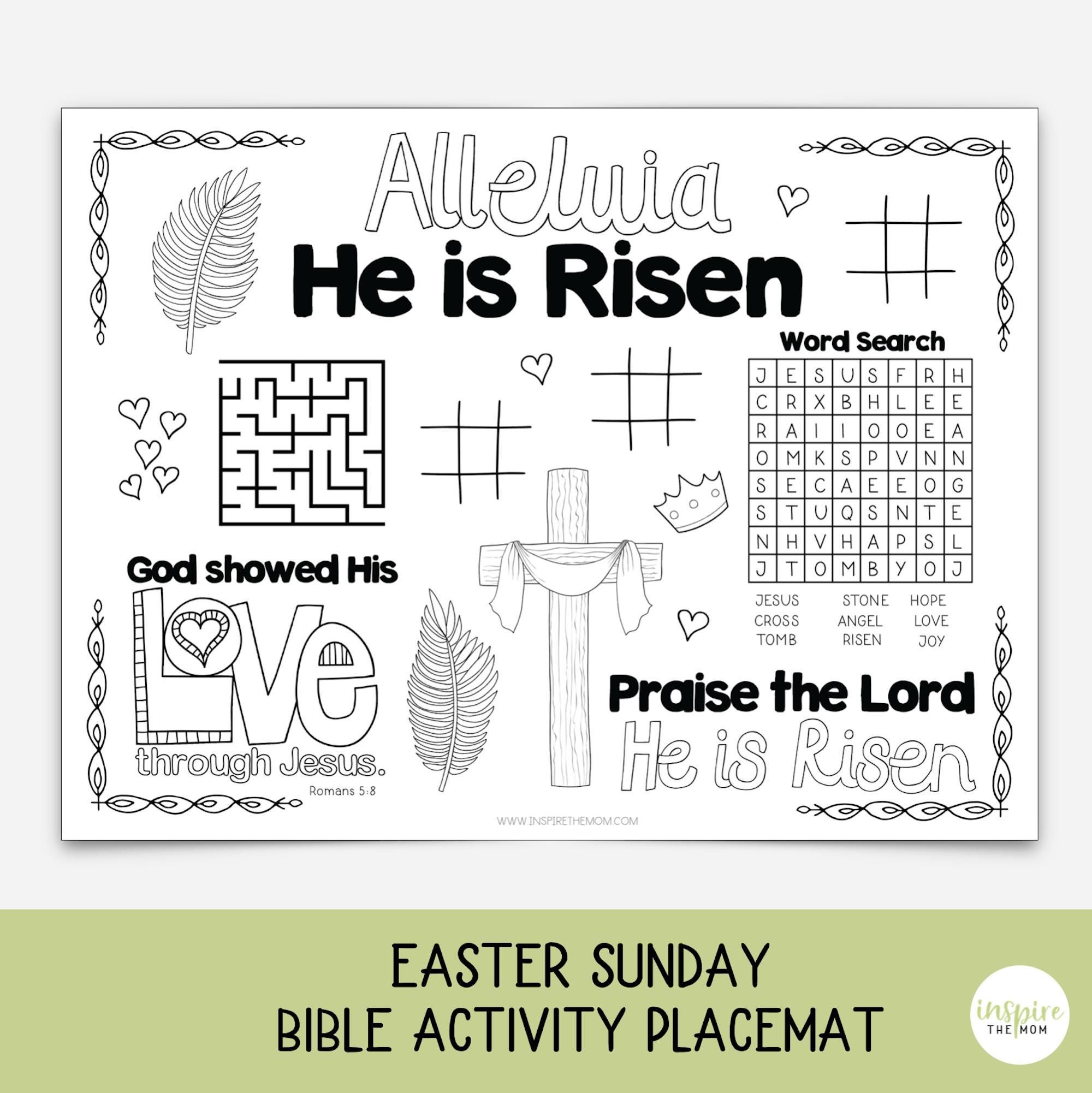 Easter Sunday Bible Activity Placemat for Kids | Sunday School Craft ...