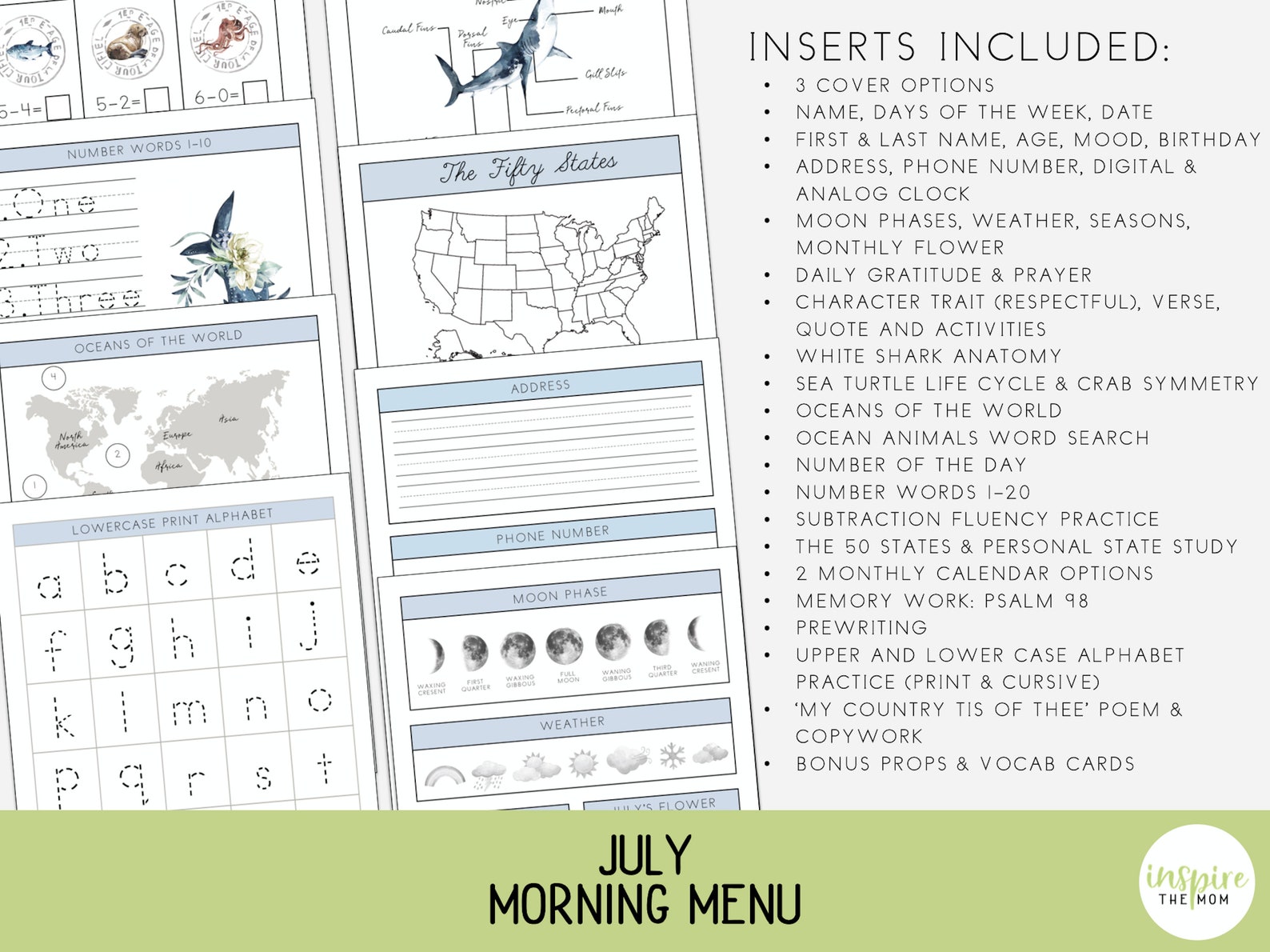 Morning Menu Pages for July | Morning Time Basket | Charlotte Mason ...
