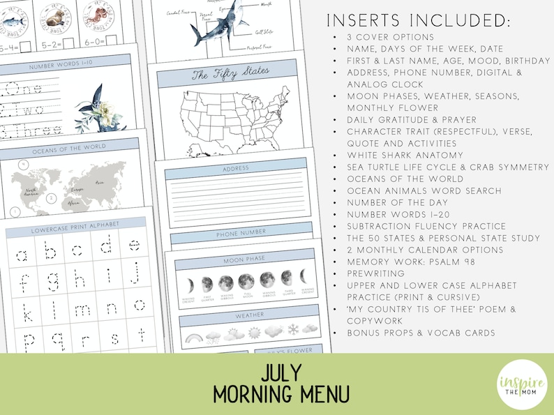 Morning Menu Pages for July | Morning Time Basket | Charlotte Mason ...