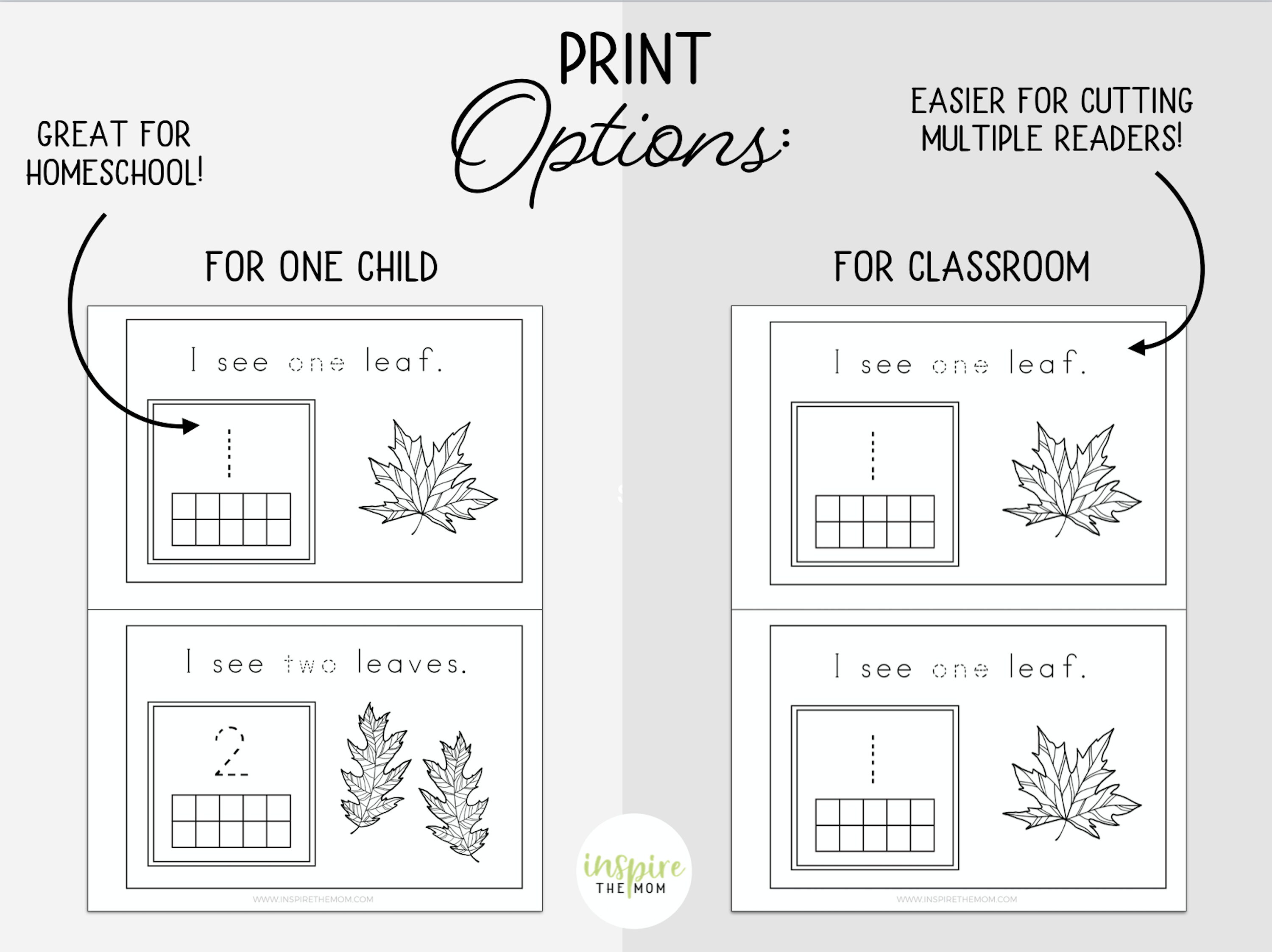 Counting Leaves Half-page Emergent Reader, Counting Activity, Ten Frame ...