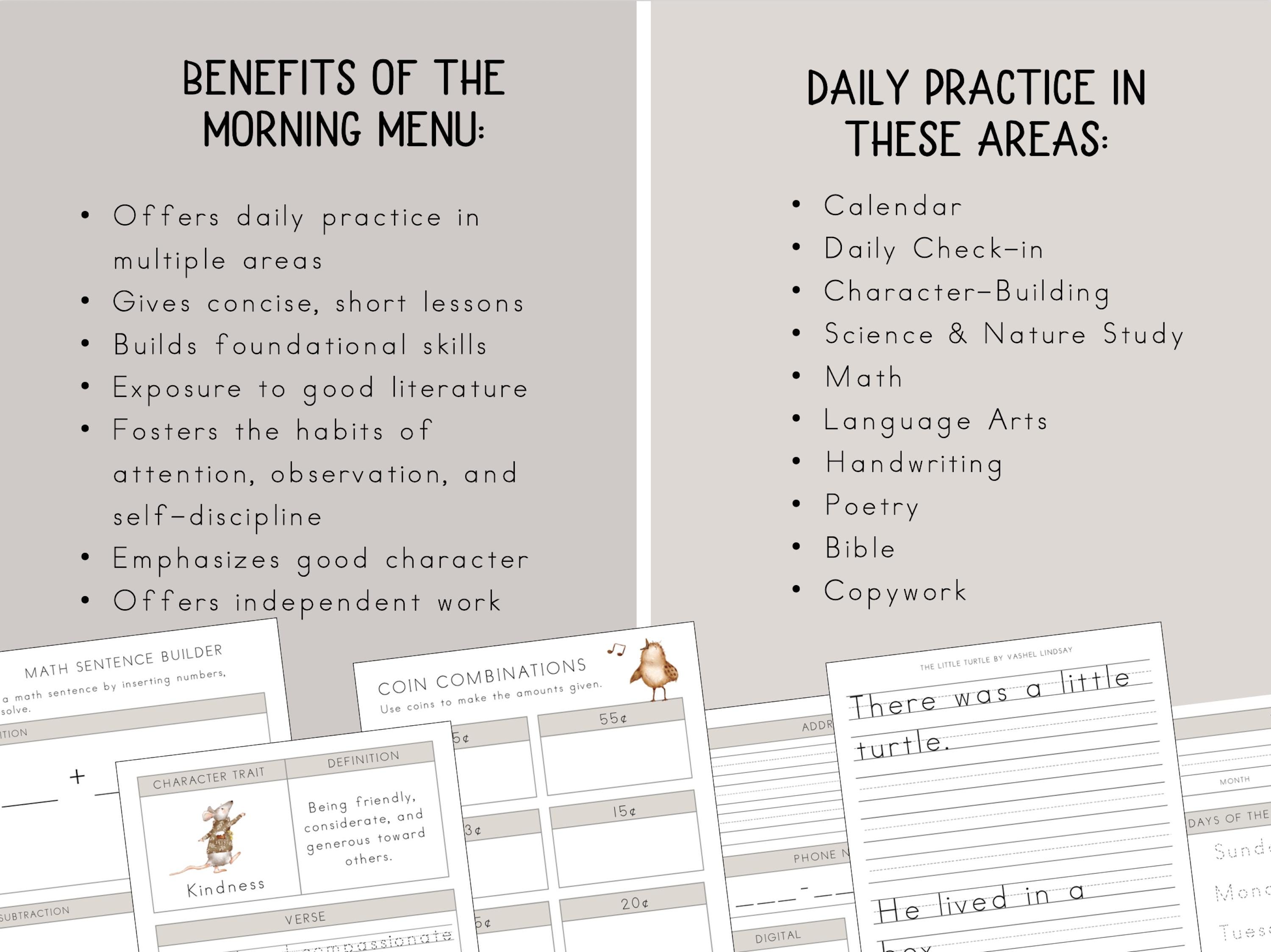 Morning Menu for First Grade | No Prep Daily Routine | ELA & Math ...