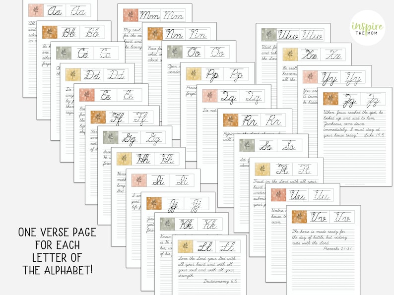 Cursive Alphabet Bible Verse Copywork Cursive Copywork - Etsy