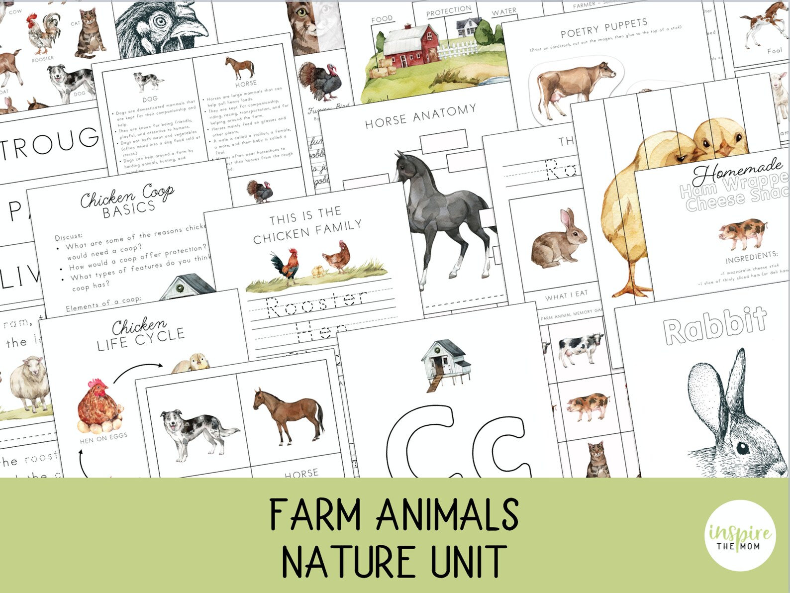 Farm Animal Unit BUNDLE Nature Study Math Language Arts - Etsy