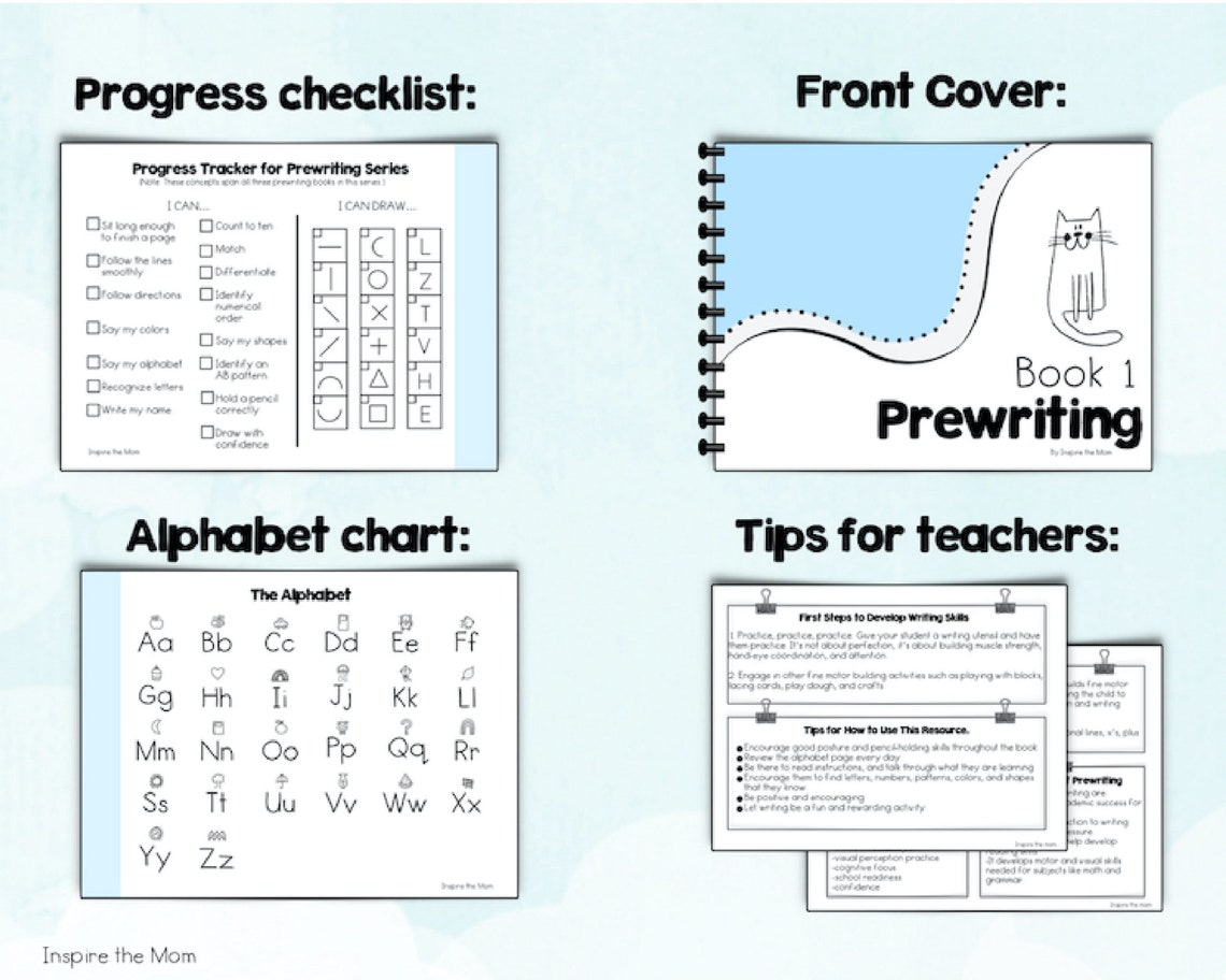 Preschool Prewriting Book 1 | Fine Motor Tracing Worksheets for Early ...
