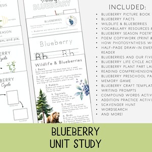 Blueberry Unit Study, Nature Study, Life Cycle, Prek - 3rd Grade ...