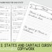U.S. States and Capitals Cursive Copywork, Homeschool Printable ...