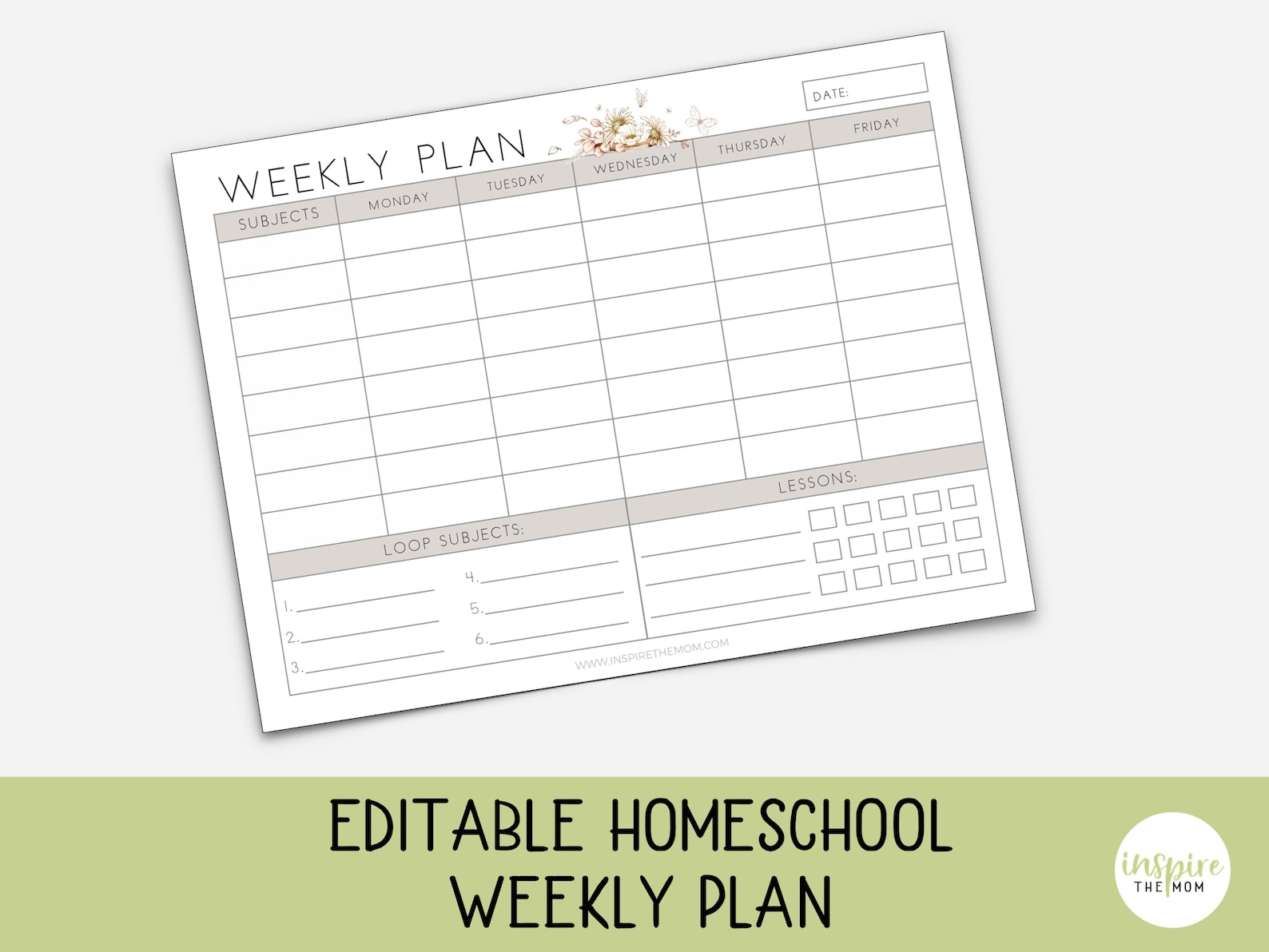 Editable Homeschool Weekly Plan Page | Weekly Schedule Planner | Daily ...