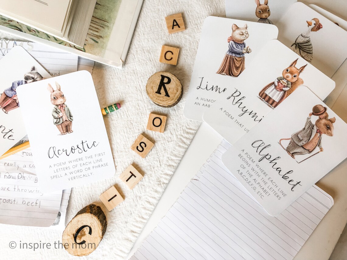 Types of Poetry Flash Cards, Homeschool Printable, Poetry Types, Peter ...