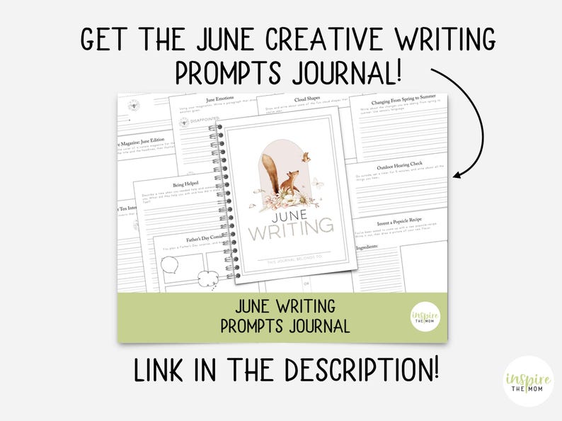 June Writing Prompts Calendar for Kids | Writing Practice | Journal ...