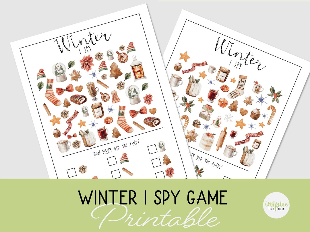 Winter I Spy Printable, Kids Activity, Two Game Sheets, Winter Game ...