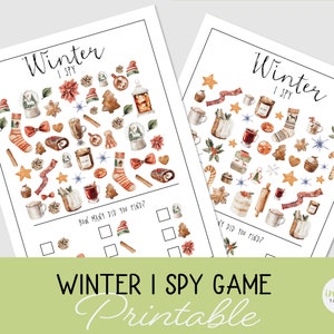 Winter I Spy Printable, Kids Activity, Two Game Sheets, Winter Game ...