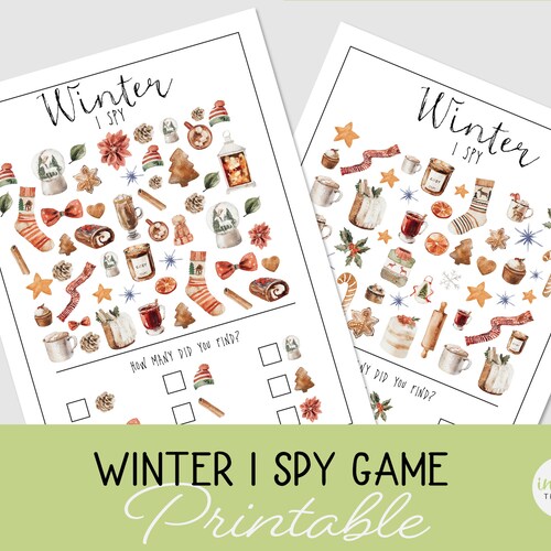 Winter I Spy Printable Kids Activity Two Game Sheets Winter - Etsy