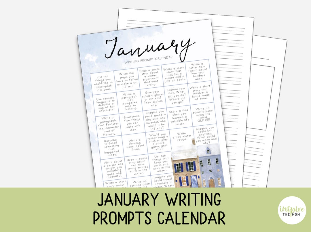 January Writing Prompts Calendar for Kids, Winter Writing Practice ...