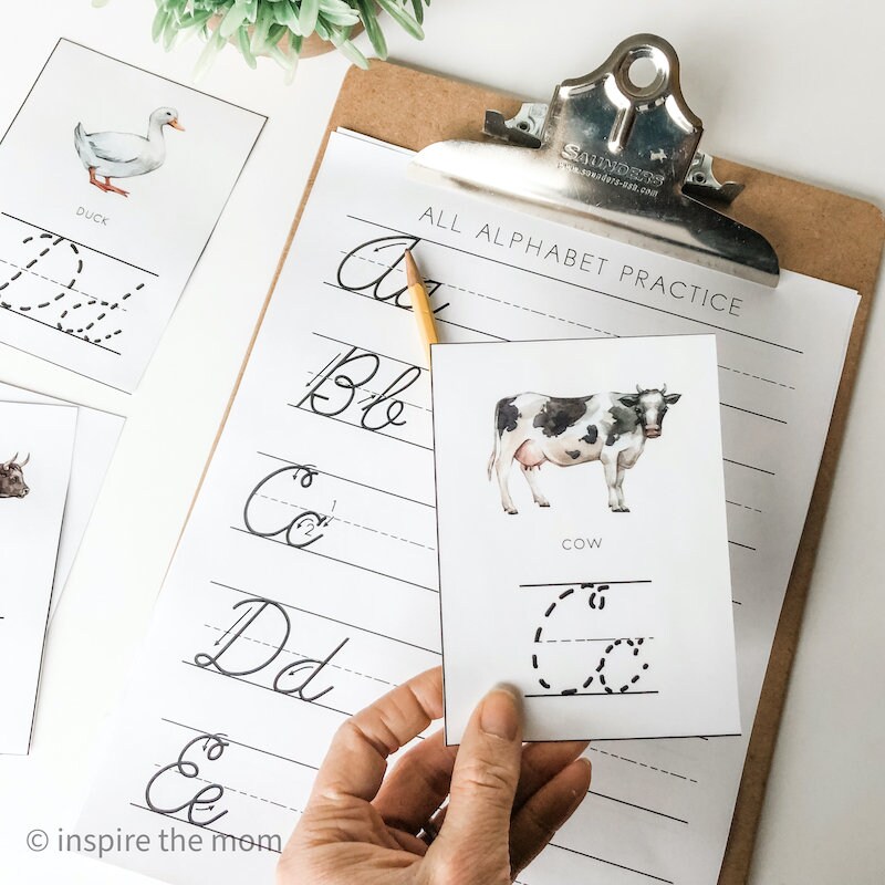 Farm Animal Alphabet Tracing Cards, Handwriting Activity, Farm ...