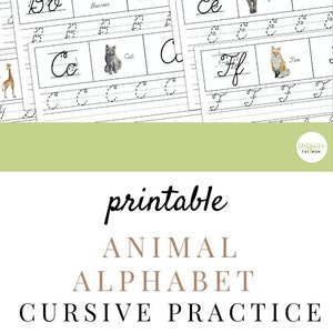 Animal Alphabet, CURSIVE Handwriting, Practice Pages, A-Z, Homeschool ...