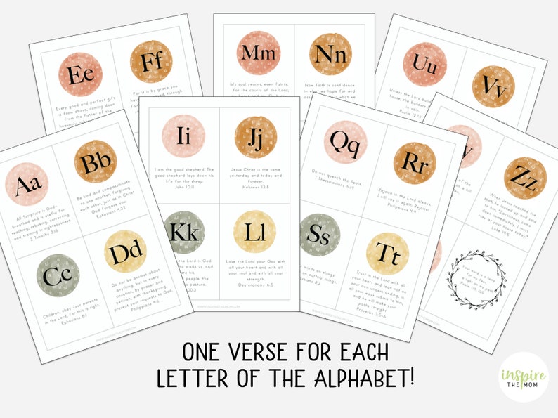 Alphabet Bible Verse Cards for Scripture Memorization, Bible Activity ...