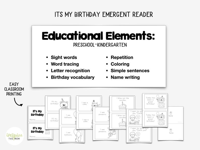 It's My Birthday Emergent Reader | Printable Mini Book for Preschool ...