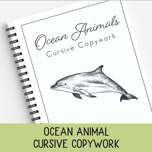 Ocean Animals Cursive Copywork Ocean Animal Facts Cursive - Etsy