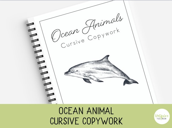Ocean Animals Cursive Copywork Ocean Animal Facts Cursive - Etsy