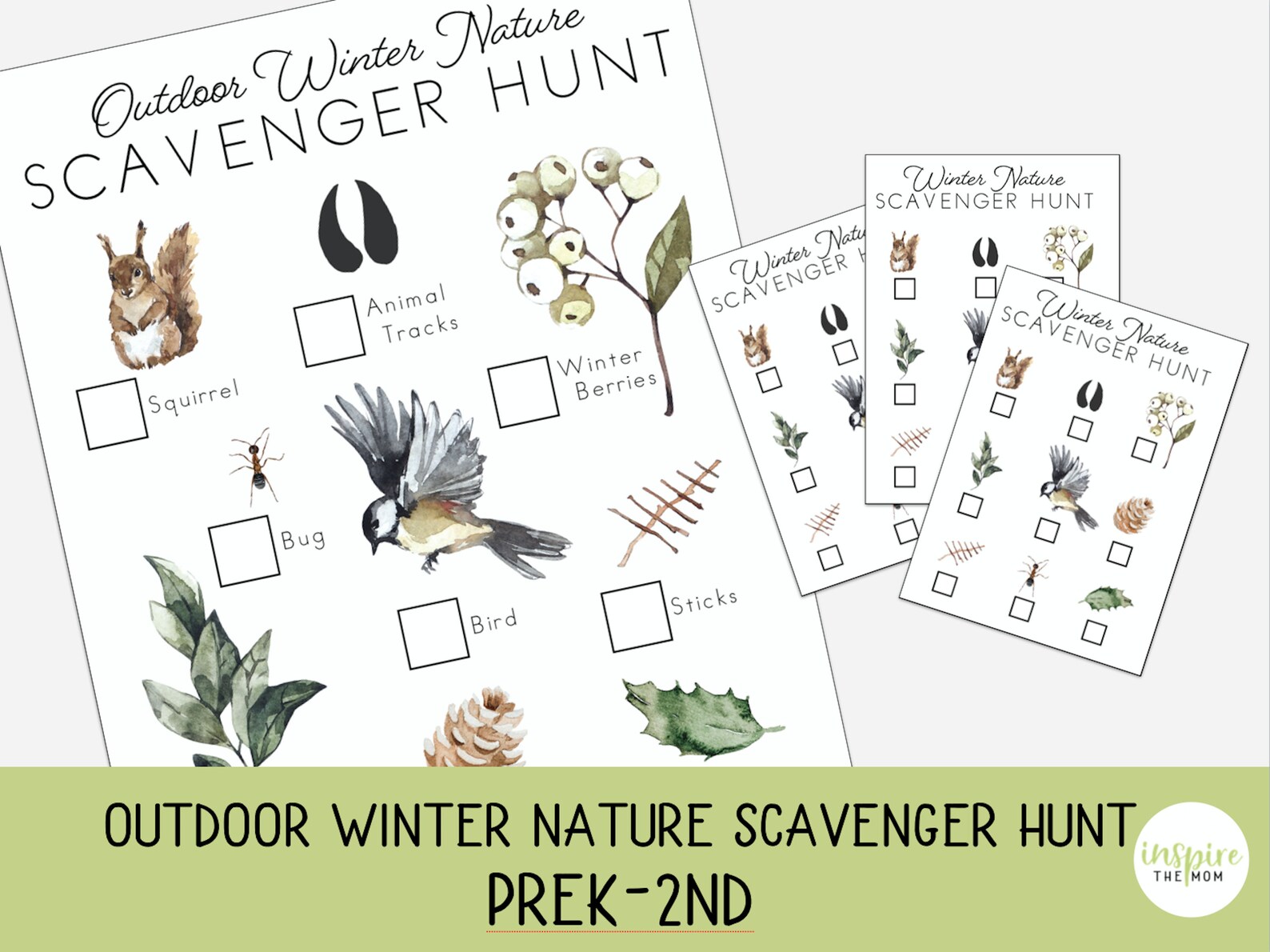 Winter Nature Scavenger Hunt, for Prek-2nd Grade, Nature Study, Outdoor ...