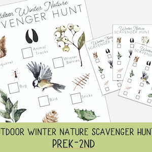 Winter Nature Scavenger Hunt, for Prek-2nd Grade, Nature Study, Outdoor ...