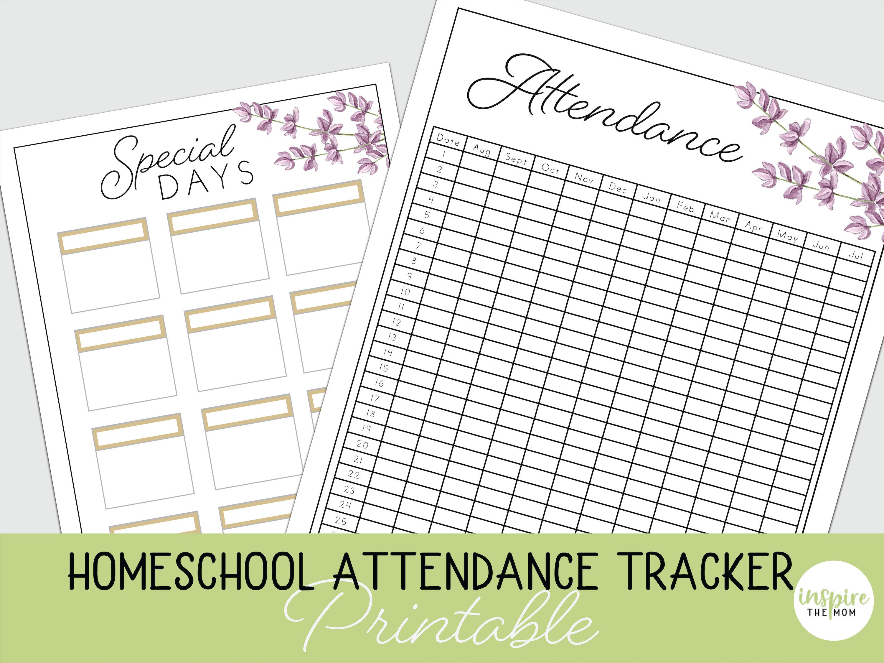Homeschool Attendance Sheets, Attendance Record Tracking Sheets ...