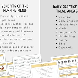 Morning Menu Pages for April, Homeschool Printable, Morning Time ...
