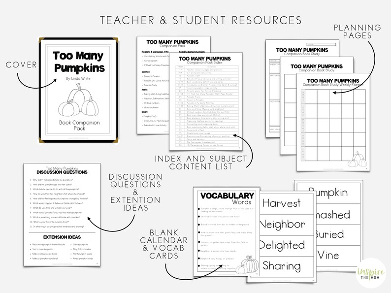 Too Many Pumpkins Book Companion | Reading Comprehension Activities ...