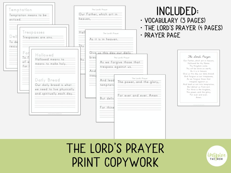The Lord's Prayer Print Copywork, Homeschool Printable, Print ...