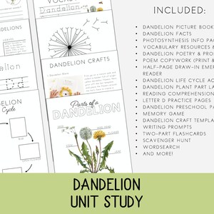 Dandelion Unit Study, Nature Study, Life Cycle, Prek - 3rd Grade ...