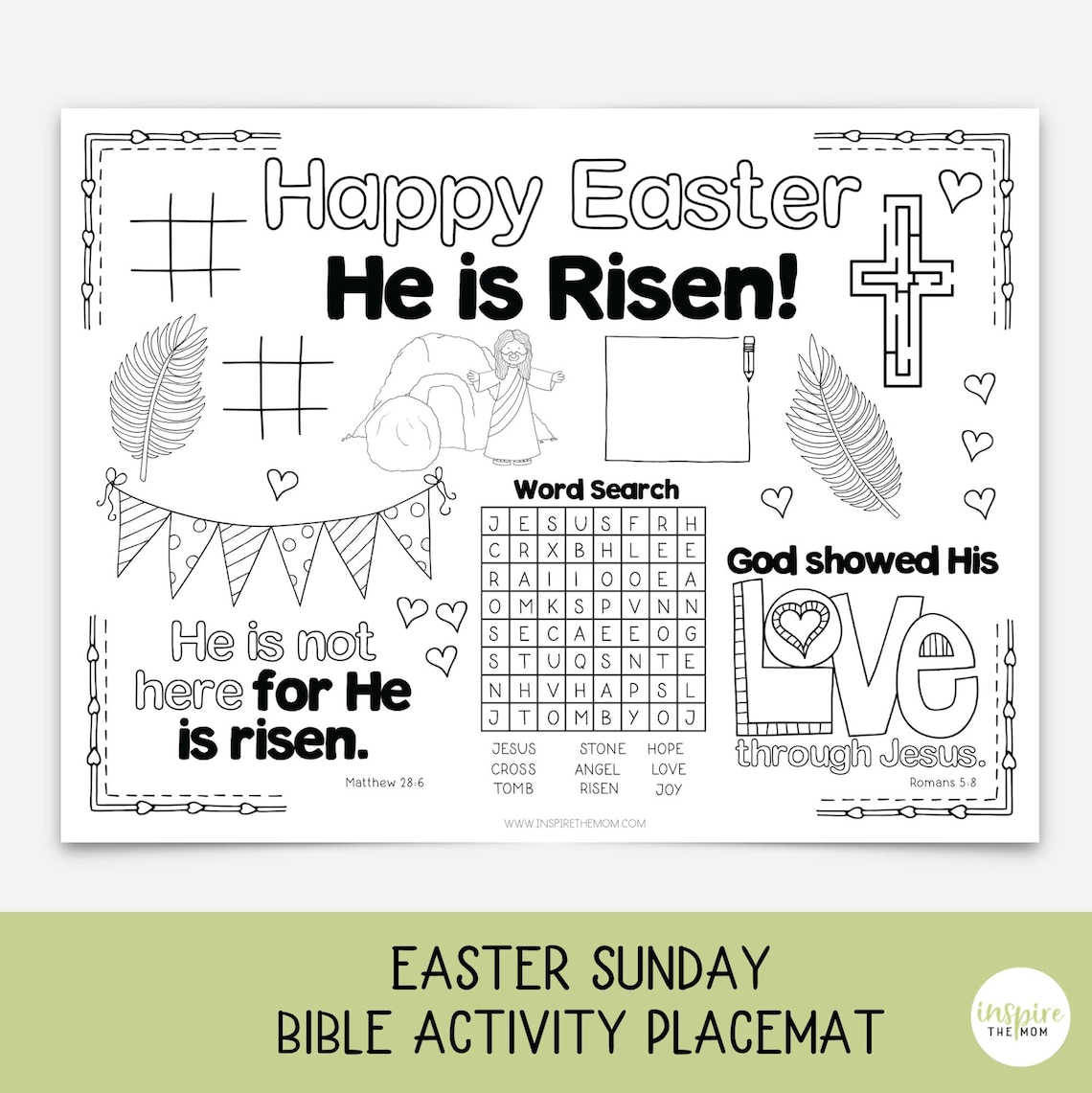 Easter Sunday Bible Activity Placemat for Kids | Sunday School Craft ...