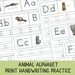 Animal Alphabet, Print Handwriting, Practice Pages, A-Z, Homeschool ...