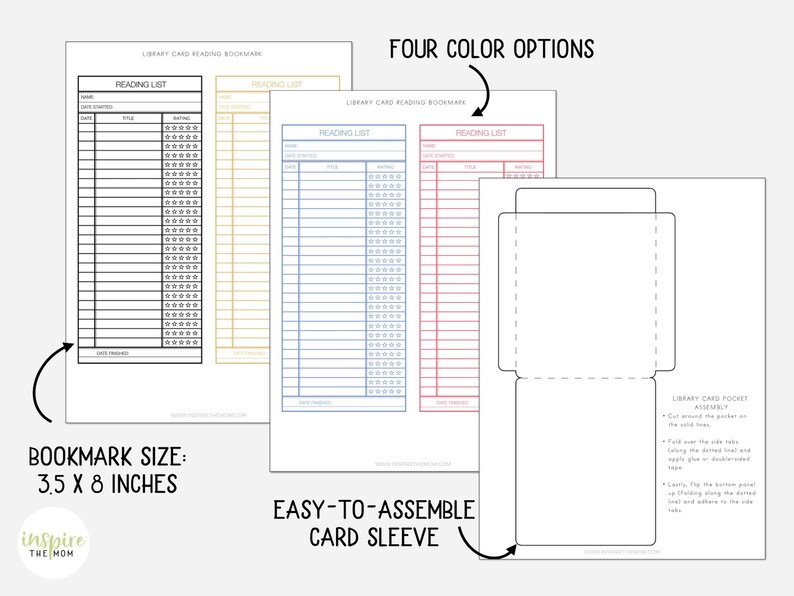 Printable Library Card Reading Bookmark Tracker for Students and ...
