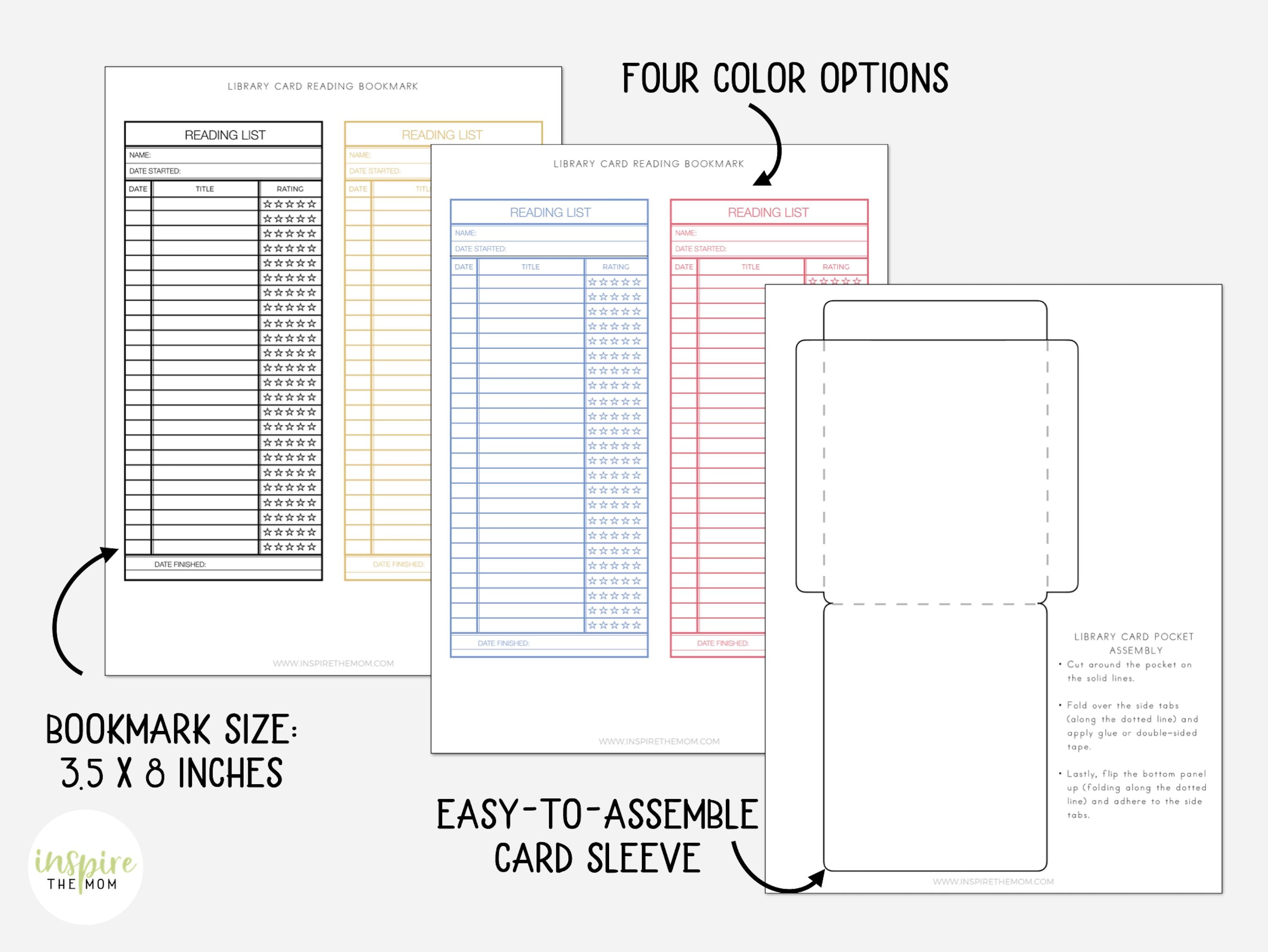 Printable Library Card Reading Bookmark Tracker for Students and ...