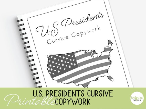 U.S. Presidents Cursive Copywork Homeschool Printable - Etsy