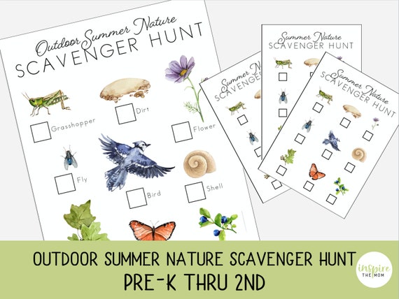 Summer Nature Scavenger Hunt for Prek-2nd Grade Nature | Etsy