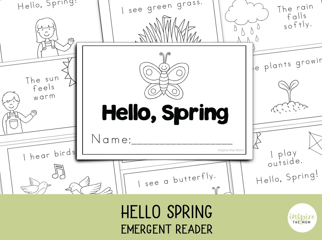 Hello, Spring Emergent Reader Printable | Preschool, Kindergarten - Etsy