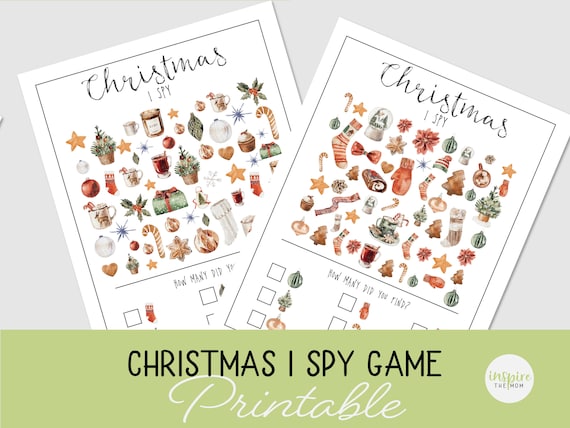 Christmas I Spy Printable Kids Activity Two Game Sheets | Etsy