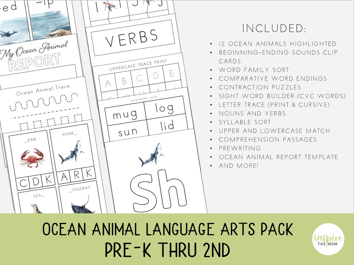 Ocean Animals Literacy Pack Ocean Activities Montessori - Etsy