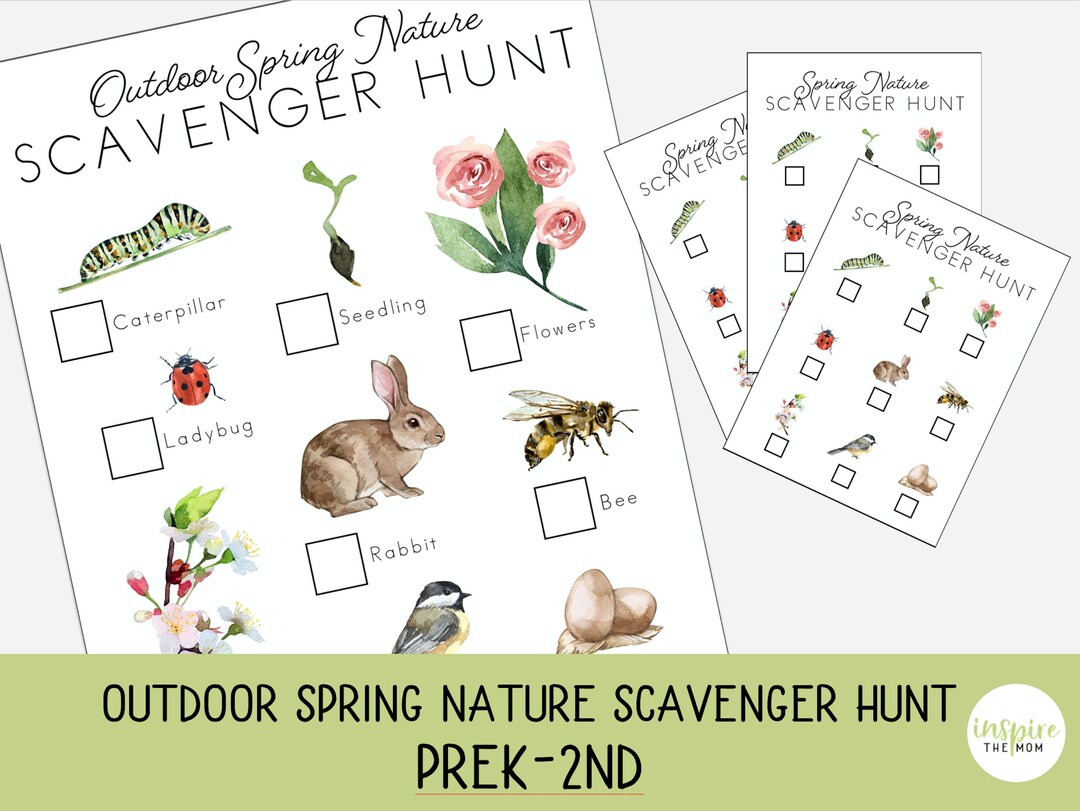 Spring Nature Scavenger Hunt, for Prek-2nd Grade, Nature Study, Outdoor ...