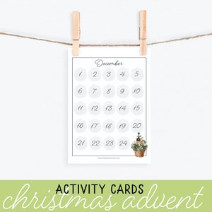 Christmas Advent Calendar Activity Cards, Daily December Activities ...