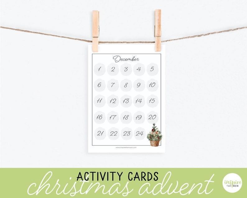 Christmas Advent Calendar Activity Cards, Daily December Activities ...