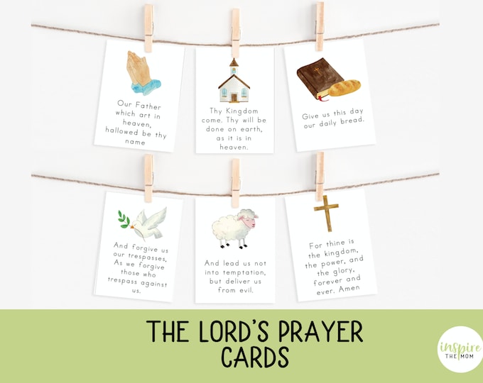 Prayer Cards for Kidsthe Lords Prayer Printableteach Kids to Praykids ...