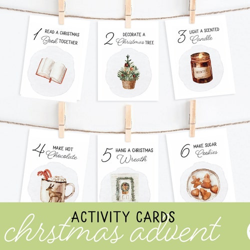 Christmas Advent Calendar Activity Cards Countdown to - Etsy