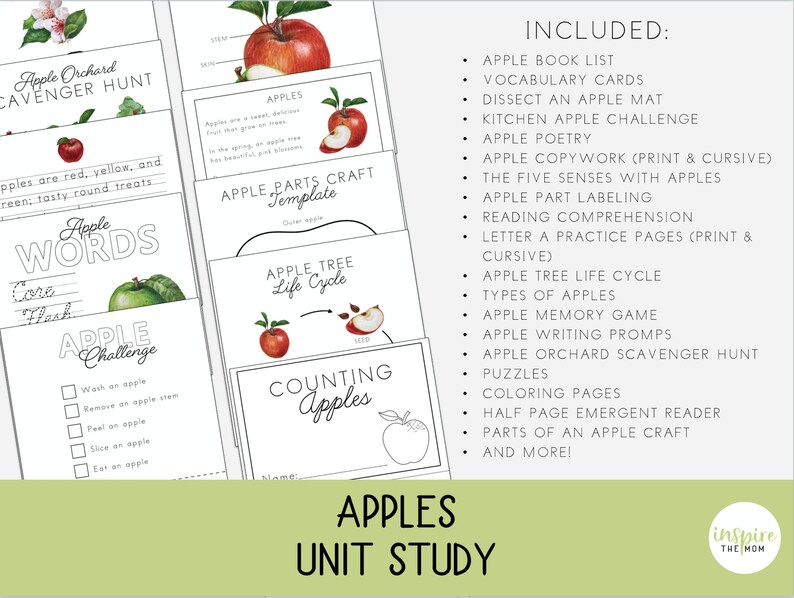 Apple Unit Study Apple Activities Prek 2nd Grade Fall - Etsy