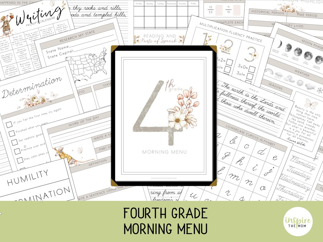 Fourth Grade Morning Menu Pages, Morning Time Basket, Elementary, 4th ...