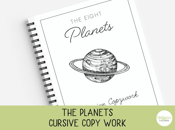 The Planets Cursive Copywork Planet Facts Cursive - Etsy
