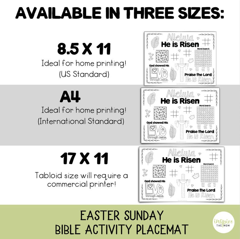 Easter Sunday Bible Activity Placemat for Kids | Sunday School Craft ...