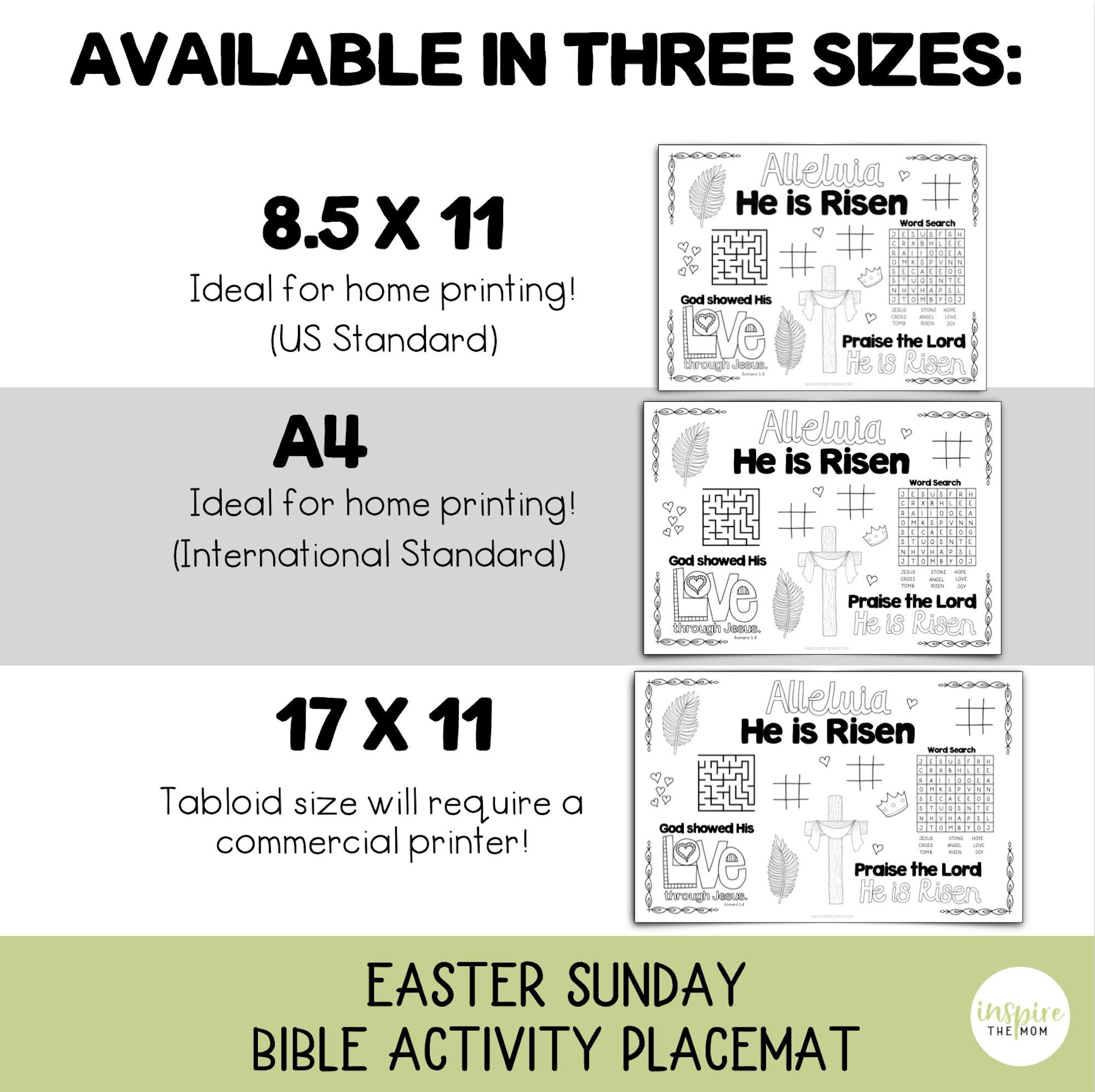 Easter Sunday Bible Activity Placemat for Kids | Sunday School Craft ...